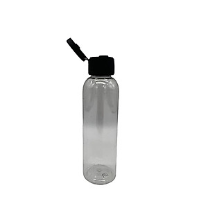 Natural Farms 4 oz Clear Cosmo Plastic Bottles -12 Pack Empty Bottle Refillable - BPA Free - Essential Oils - Aromatherapy | Black Flip Top Snap Cap - Made in the USA