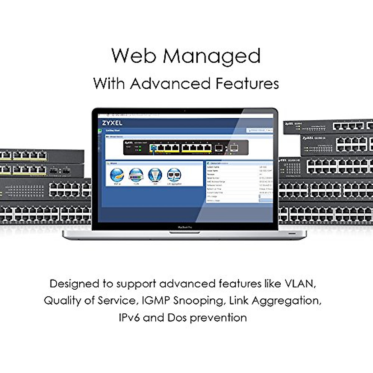 ZyXEL GS1900-24HP, 24-port GbE L2 PoE Smart Switch, rackmount, 170 Watt