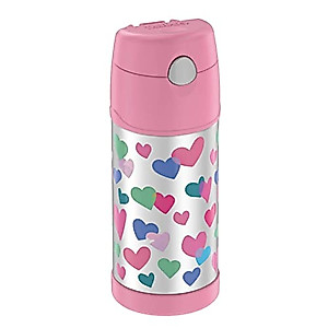 THERMOS FUNTAINER F4101 Stainless Steel Kids Bottle, 12 Ounce, Hearts