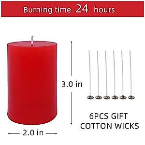 Red Pillar Candles Unscented Dripless and Smokeless Candle 12 Packs 2x3 Inch for Home Wedding Party Tables