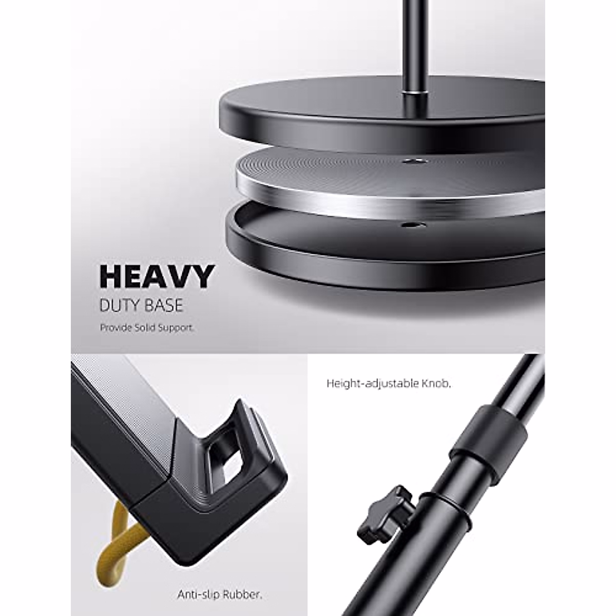 Lamicall Tablet Floor Stand - Gooseneck Swivel Holder Mount with Adjustable Height & 10.6lb Stable Base, Compatible iPad Mini Air Pro 12.9/9.7, Galaxy Tab, Kindle, Cell Phones (4.7''-13'')