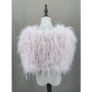 Women Ostrich Fur Pink Feather Small Shawl Cape for Wedding for Party Bride Furry White Color Blush Fluffy Luxurious Romantic