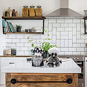 CiyvoLyeen Kitchen Chef Gnomes Decorations Set Buffalo Plaid Gnomes Couples Gifts Farmhouse Home Decor Handmade Tomte Gnomes Scandinavian Decor Plush Couples Christmas Household Ornaments Set of 2