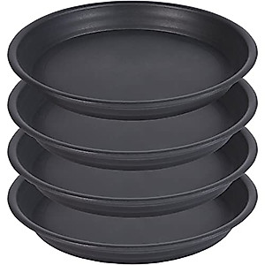 SAUCERHOME Plant Saucer 16 inch, 4 Pack 17 inch (16.8") Plastic Large Flower Planter Plant Pot Saucers and Drip Tray for Indoors Outdoors, Thick Heavy Sturdy Durable Plant Plate Water Catcher (Black)