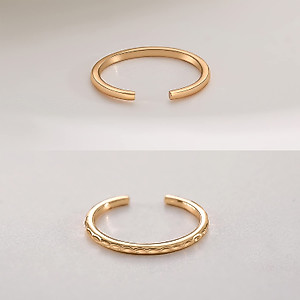 RLMOON 3PCS 14K Gold Toe Ring for Women 1mm Thin Wire Adjustable Toe Ring Set Silver Rose Gold Hawaiian Open Toe Ring Beach Foot Jewelry for Summer (Gold Tone)