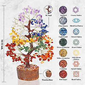 seven chakra tree of life for positive energy - feng shui tree, fake bonsai tree, crystals and healing stones, money tree, room decor 7 chakra tree, stone tree, healing crystals, spiritual gifts