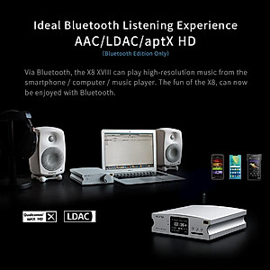 aune X8 18th Anniversary Edition-BT DAC/Hi-Res 768k/32bit DSD512/Op-Amp Replaceable, FPGA, USB/COAX/OPT, Bluetooth5.1 aptX-HD LDAC/RCA Preamp&Line Out/TRS Out, for PC/Phone OTG/player (Black)