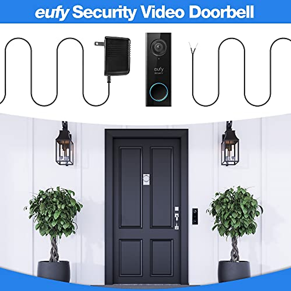 16-24Volt Transformer, C Wire Power Adapter Compatible with Eufy Video Doorbell, UL Certified 20VAC 500mA Transformer with 16.4 ft Cable Supply Power with Security Chime