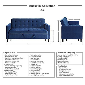Lexicon Knoxville Convertible Studio Sofa Bed, Navy