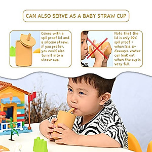 JOYIT Baby Open Cup, Silicone Straw Cups for Toddlers 6 oz | Baby Training Cup (Princess-Mustard)