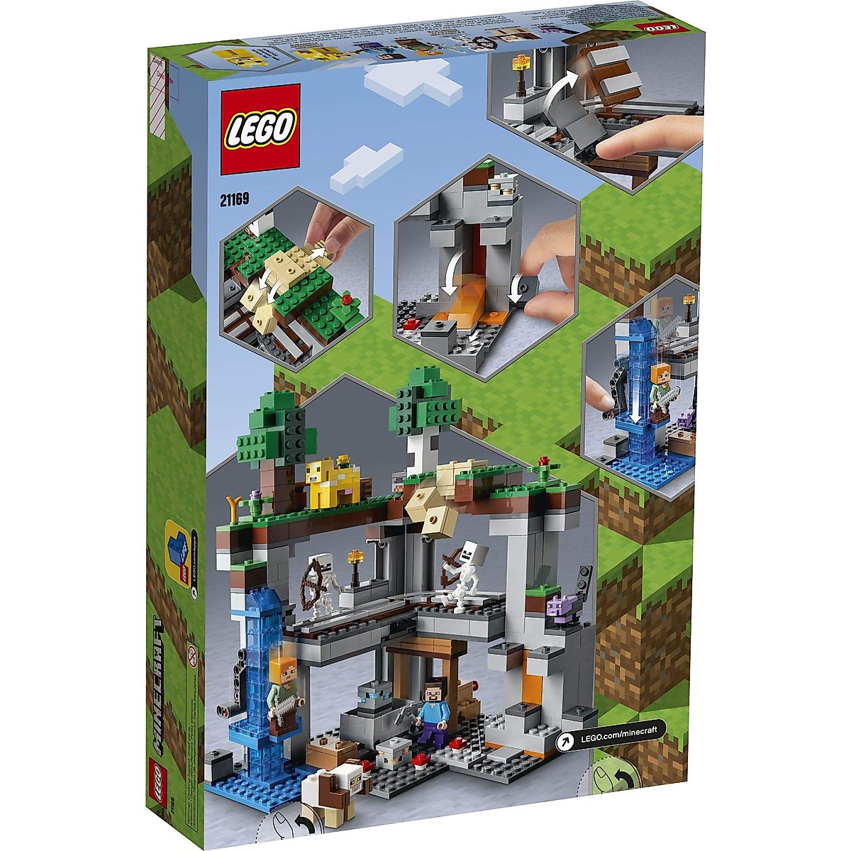 LEGO Minecraft The First Adventure 21169 Hands-On Minecraft Playset; Fun Toy Featuring Steve, Alex, a Skeleton, Dyed Cat, Moobloom and Horned Sheep, New 2021 (542 Pieces)
