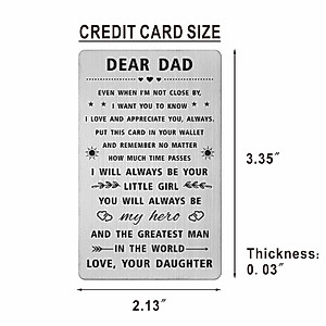 SOUSYOKYO Dad Christmas Gifts from Daughter, Happy Birthday Dad Wallet Card for My Daddy, Personalized Merry Dad Christmas Card, Long Distance Hero Dad Gifts, I love You Dad Present Men Xmas