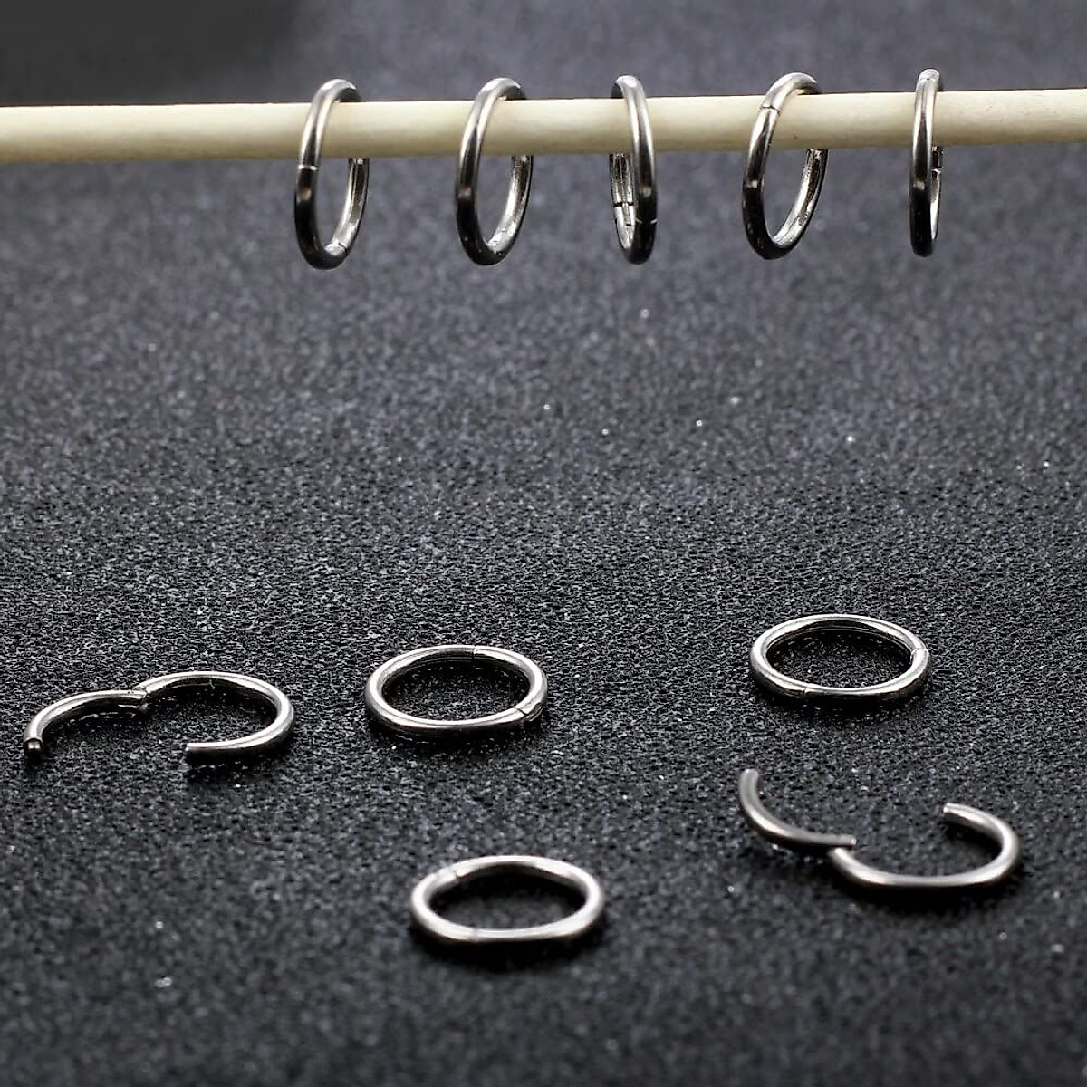 Casvort 10PCS 16G 316 Stainless Steel Helix Classic Ring Stack Clickers Seamless Septum Nose Piercing Rings Segment Tragus Hoop Rings Body Piercing Jewelry