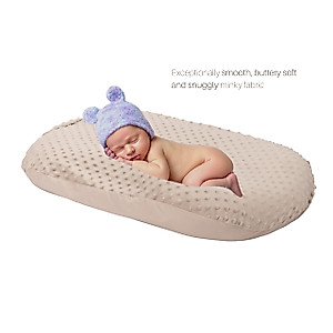 Mila Millie Water Resistant Removable Cover for Newborn Lounger | Minky Sensory Touch Slipcover for Baby Floor Seat | Premium Quality Soft Wipeable Fabric | Hypoallergenic (Sand)
