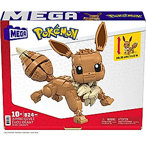 Mega Pokémon Building Toys Set Jumbo Eevee with 824 Pieces, Articulated and Poseable, 11 Inches Tall, for Kids (Amazon Exclusive)