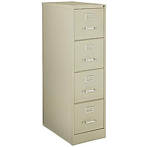 Lorell 4-Drawer Vertical File with Lock, 15 by 25 by 52-Inch, Putty