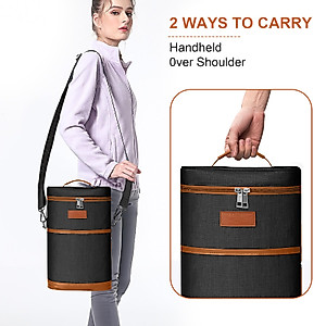 FOCHIER F 2 Bottle Wine Gift Bag, Insulated Wine Bottle Carrier Tote bag, Wine Cooler Bag for Travel, Picnic, Party, Dinner, Great Christmas Day Gift, Black