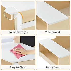 INFANS 3 in 1 Kids Art Table and Chair Set, Toddler Craft and Play Wood Activity Desk with Double-Sided Easel Blackboard Whiteboard, Paper Roll for Writing, Children Furniture for Daycare Nursery