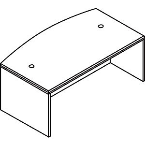 Lorell Bow Front Desk Shell, 72 by 36 by 29-1/2-Inch, Mahogany