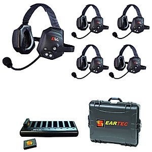EARTEC Evade EVXT5 Xtreme Full Duplex Wireless Intercom System with 5 Dual Speaker Headsets