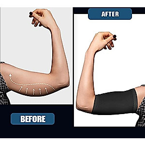 Arm Trimmers for Women Pair Sauna Sweat Arm Shaper Bands Adjustable Compression Sleeves Wraps For Sports Workout (Silver)