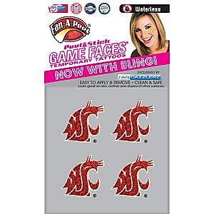 Fan-A-Peel Washington State Waterless Temporary Tattoos - Hypoallergenic Peel and Stick Waterproof Temporary Tattoos, Glitter - Officially Licensed