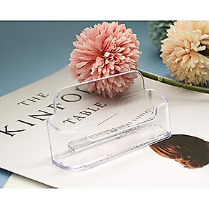 8 Pack Plastic Business Card Holder - Clear Business Card Case for Desk - Office Acrylic Business Card Stand Display