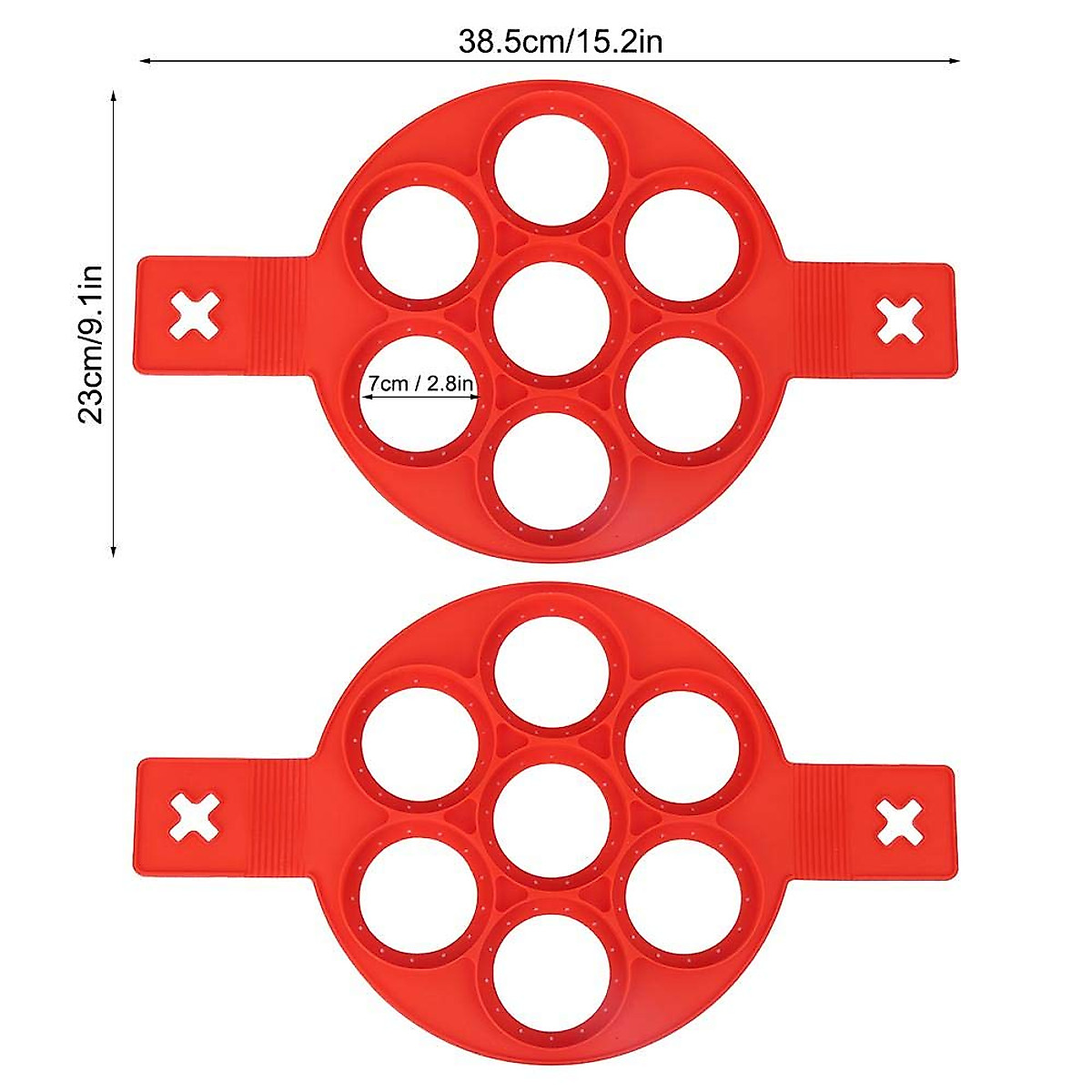 Egg Frying, 2Pcs Silicone Egg Rings Non-Stick Pancake Making Mould Omelette Mould Cooking with Handles for Fried Eggs/Egg Muffins, DIY Kitchen Utensils, 7 Holes Round