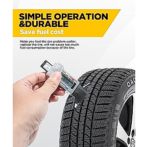 YAKEFLY Tire Tread Depth Gauge,LCD Display Tire Thread Measuring Gauge Digital Tire Depth Gauge with Inch Millimeter Conversion,Tire Tread Gauge Tire Tread Depth Measuring Tool
