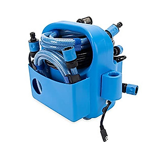Trac Outdoors Portable Washdown Pump Kit - Self-Priming Marine-Grade Pump - Includes Everything Needed to Power-Spray, Just Add Water (69380), Blue