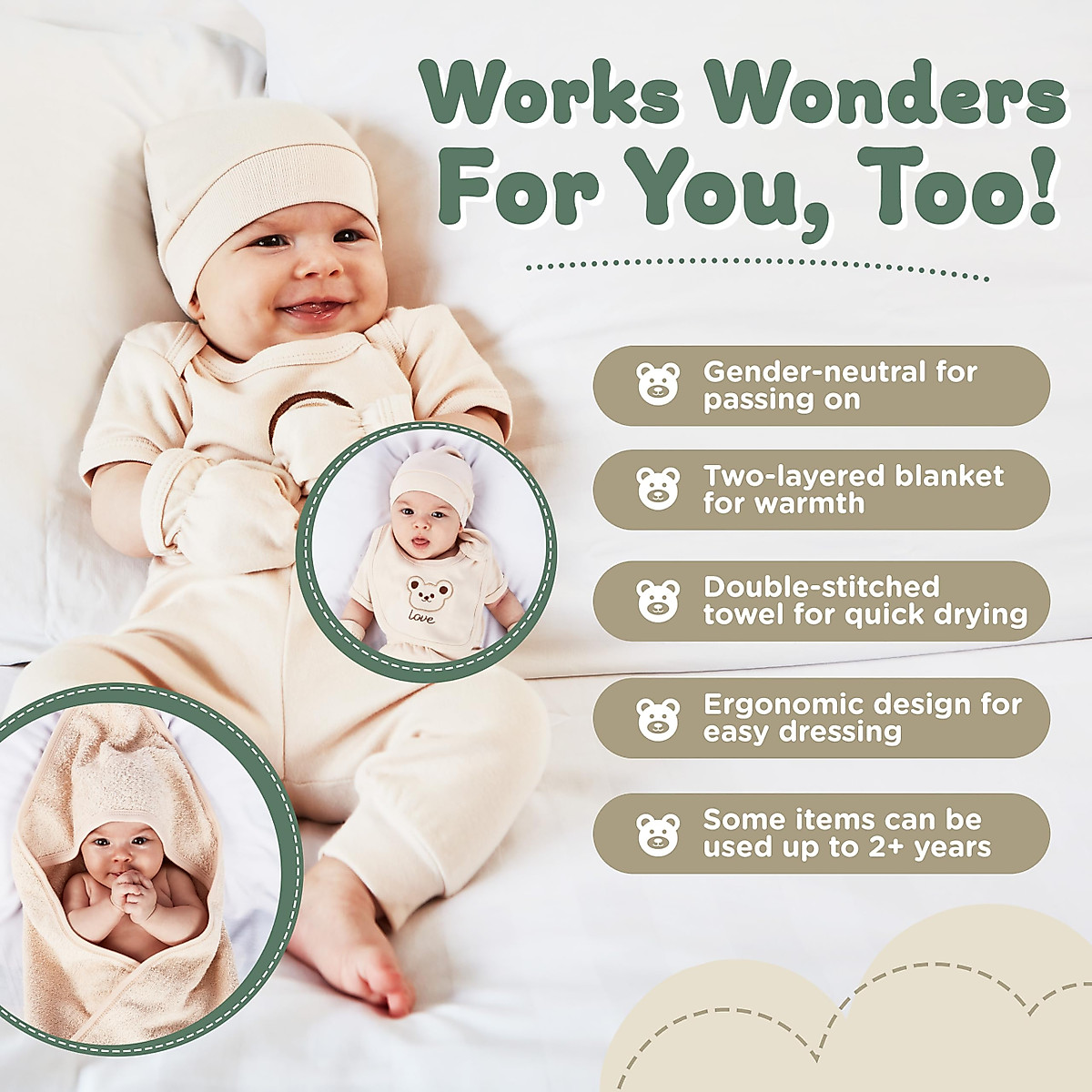 MYWELOVE Organic Cotton Premium Newborn Baby Layette Gift Set | 0-3 Months, Ink-Free, Baby Boy Clothes and Baby Girl Clothes | Newborn Baby Essentials (0-3 Months Deluxe Set)