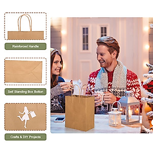 Brothersbox Brown Paper Bags with Handles Bulk 100PCS Kraft Paper Bags, 8 * 4.76 * 10 Inch Medium Craft Paper Gift Bags for Birthday Party Grocery Retail Shopping Business