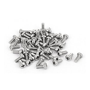 uxcell M2.5x6mm 316 Stainless Steel Phillips Pan Head Machine Screws Silver Tone 50 Pcs