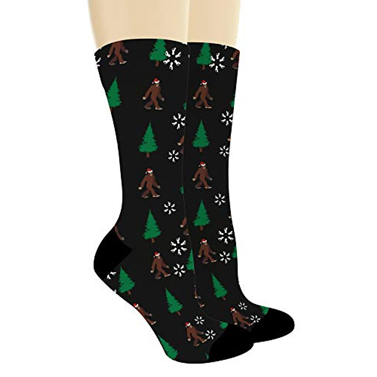 Holiday Socks Christmas Tree Bigfoot Socks Sasquatch Christmas Clothes 1-Pair Novelty Crew Socks
