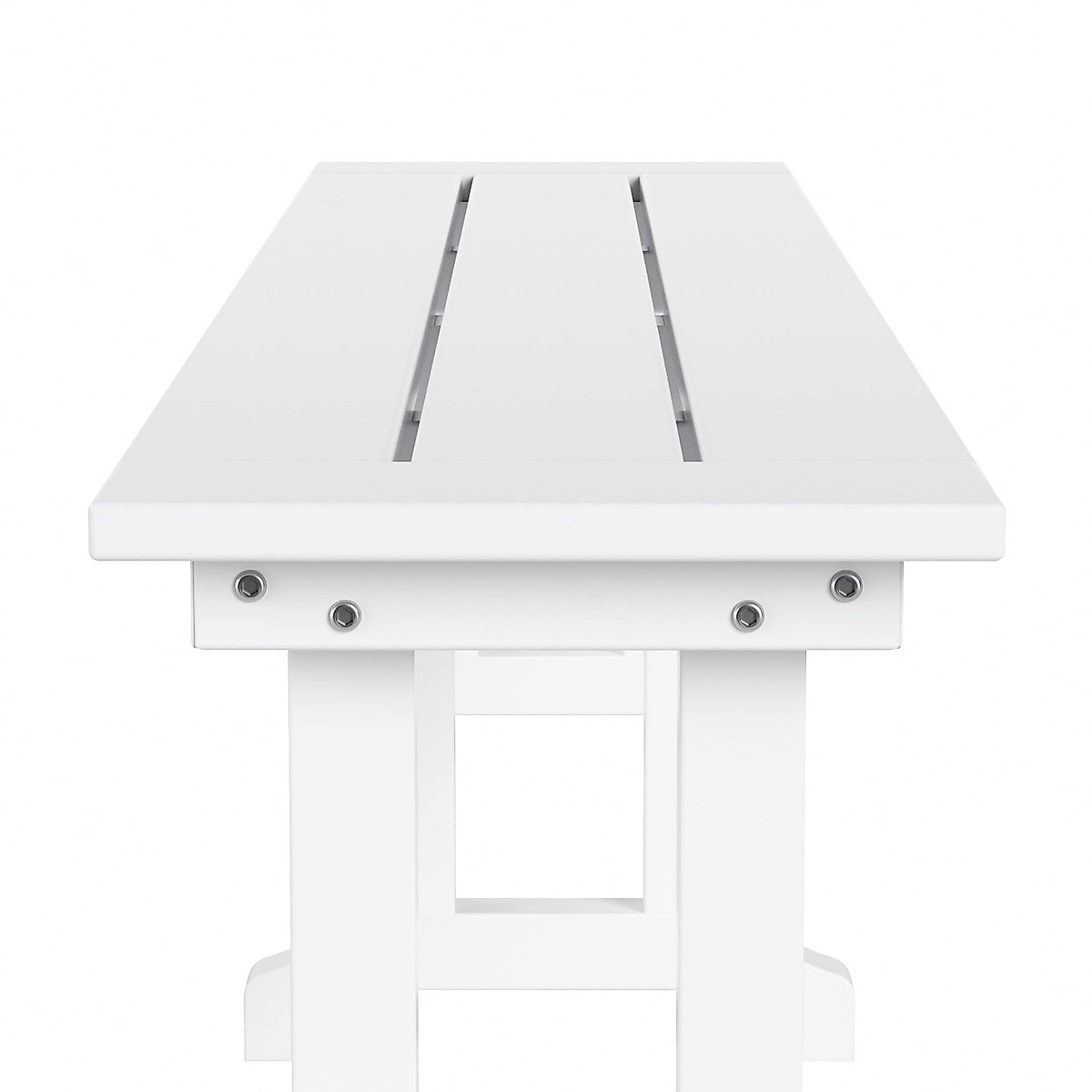 WO Outdoor Furniture 65” Long Trestle Horizontal Poly Lumber Bench Seat Chair, UV and Weather Resistant, Perfect for Dining, Patio, Garden, Balcony, Porch, Backyard, (White)