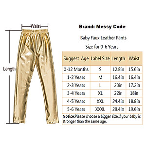 Messy Code Baby Black Pants Faux Leather Leggings for Toddlers Black XL(3-4Y)