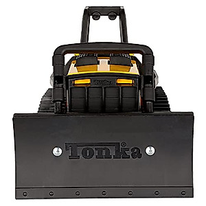 Tonka Steel Classics, Bulldozer– Made with Steel and Sturdy Plastic, yellow friction powered toy construction truck, Ages 3+ boys and girls, kids, toddlers, Christmas birthday gifts