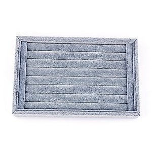 Yosoo Rings Display Case Jewelry Organizer Inserts Box Cufflinks Storage Tray 23 x 15cm / 9 x 5.9inch Modern Design Coated with Black Velvet Jewelry Protection, Gray