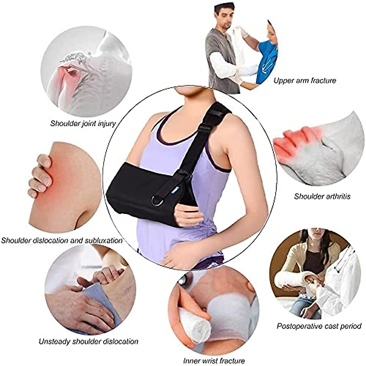 QIANMEI Fixed Elbow Brace Arm Sling Dislocated Shoulder Sling, Breathable Arm Sling Shoulder Injury, Broken Wrist Elbow, Rotator Cuff, for Men and Women (Color : L)
