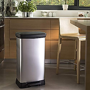 Curver Deco Bin 50 Liter Perfect for Household Use Indoor for Garbage Disposal, Black/Silver