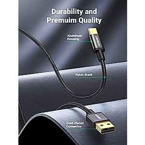 UGREEN USB C Cable 2 Pack USB C Fast Charging Cable 3A USB C Charger Cord Braid USB A to USB C Cable Compatible with Galaxy A03s A10e A20 A50 A51 S20 S10 S9 S8, Moto G8 G7 G Pure etc. 6.6FT Black