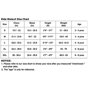 Kids Wetsuit Full Suits Shorty Suits Girls 2.5mm Neoprene Swimsuit UV Protection Keep Warm Short Sleeve Wetsuits for Swimming Diving Scuba XL Size