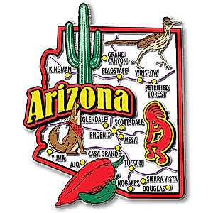 Arizona Jumbo State Magnet by Classic Magnets, 3.2" x 4.1", Collectible Souvenirs Made in The USA