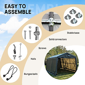 Bestmart INC 10x15ft Heavy Duty Grey Carport Portable Garage Storage Shed Canopy