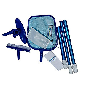 FibroPool Above-Ground Pool Maintenance Kit (Telescoping Pole, Leaf Rake, Vacuum and Brush)