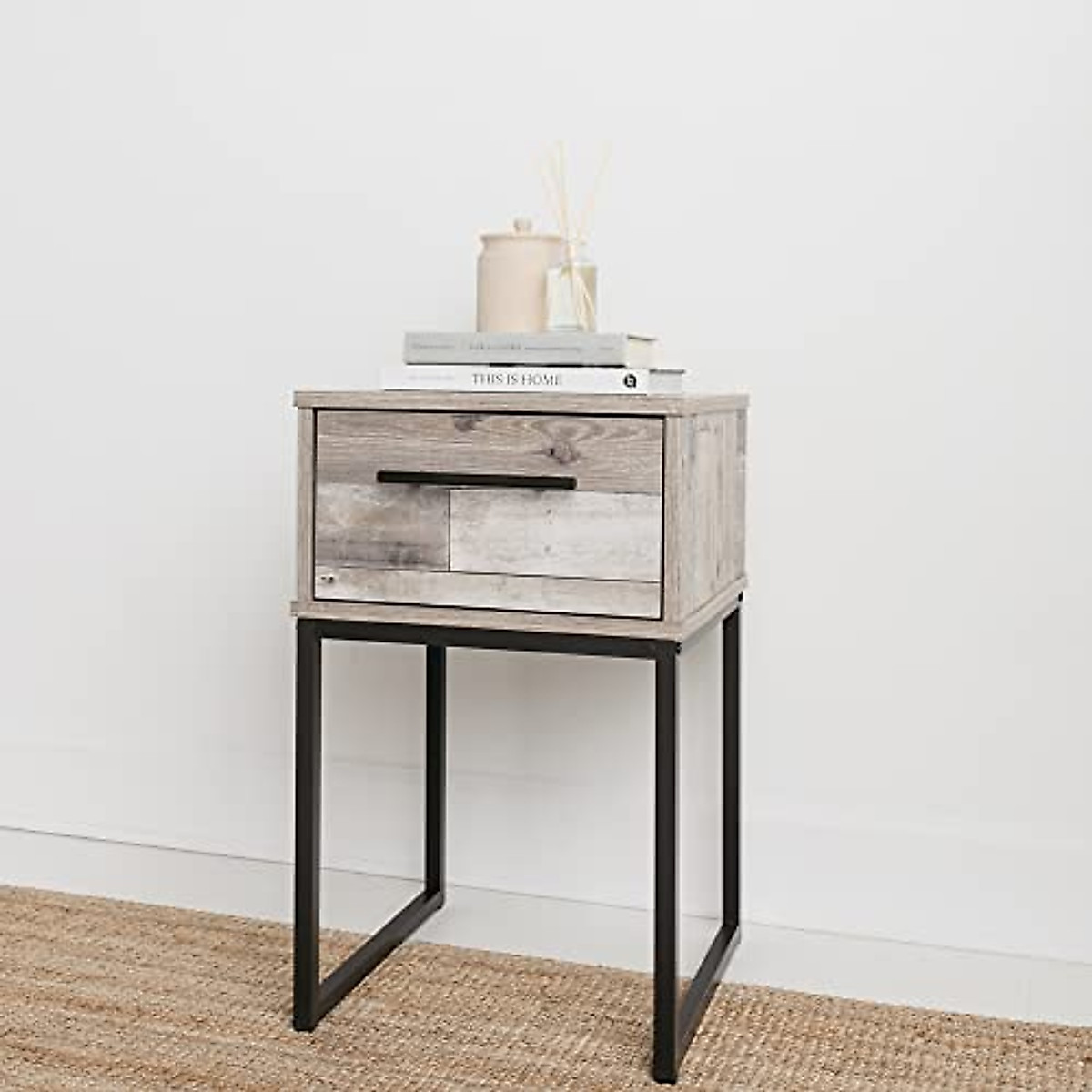 Signature Design by Ashley Neilsville Industrial 1 Drawer Nightstand, Light Brown