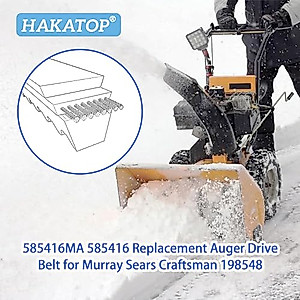 585416MA 585416 Replacement Auger Drive Belt for Murray Sears Craftsman 198548 585416 585416MA Snowblower 1/2 X 38"