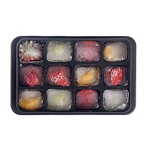Silicone Ice Cube Trays with Lid for Freezer 3 Pack, Annaklin 12-Grid Easy Release Stackable Small Ice Trays Ice Cube Molds for Cocktail, Whiskey, Chocolate, Flexible & Removable Lids, BPA Free, Black