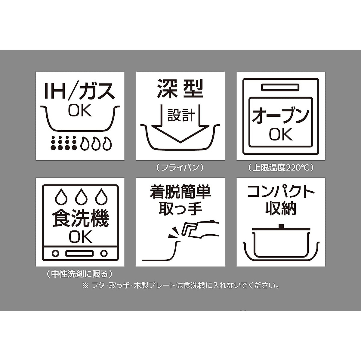 Thermos KSA-9A BK Durable Series 9-Piece Frying Pan with Removable Handle, AA, Induction Compatible, Black