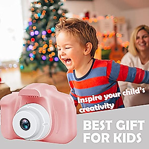 Kids Camera, Digital Camera for Kids Age 3-8, Toddler Toys Christmas Birthday Gifts for Boys and Girls, 2.0 inch IPS Screen Portable Children Toy Camera with 32G SD Card, Perfect Small Size (Pink)